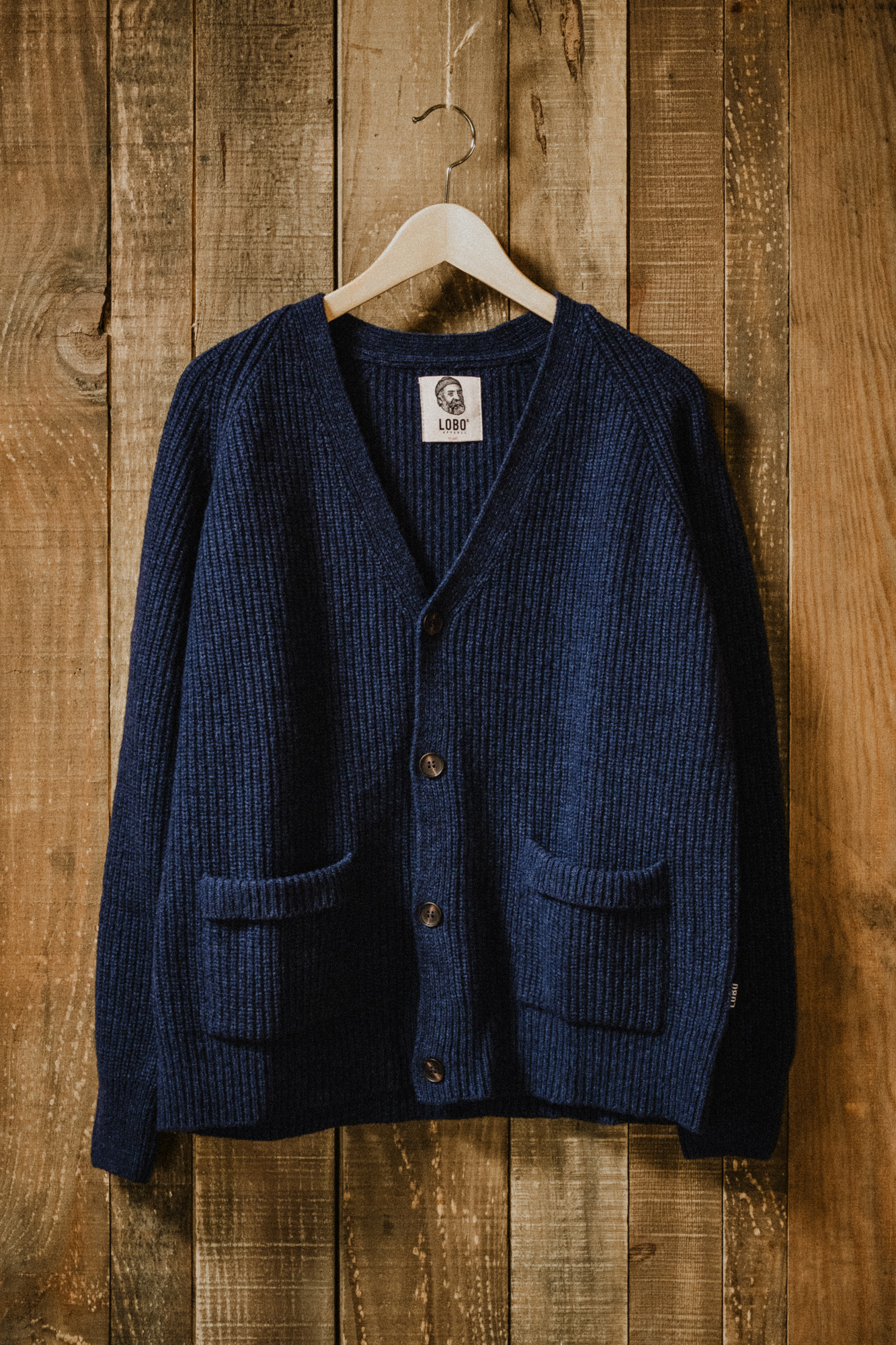 Lobo Blue Denim Wool Cardigan - LOBO APPAREL